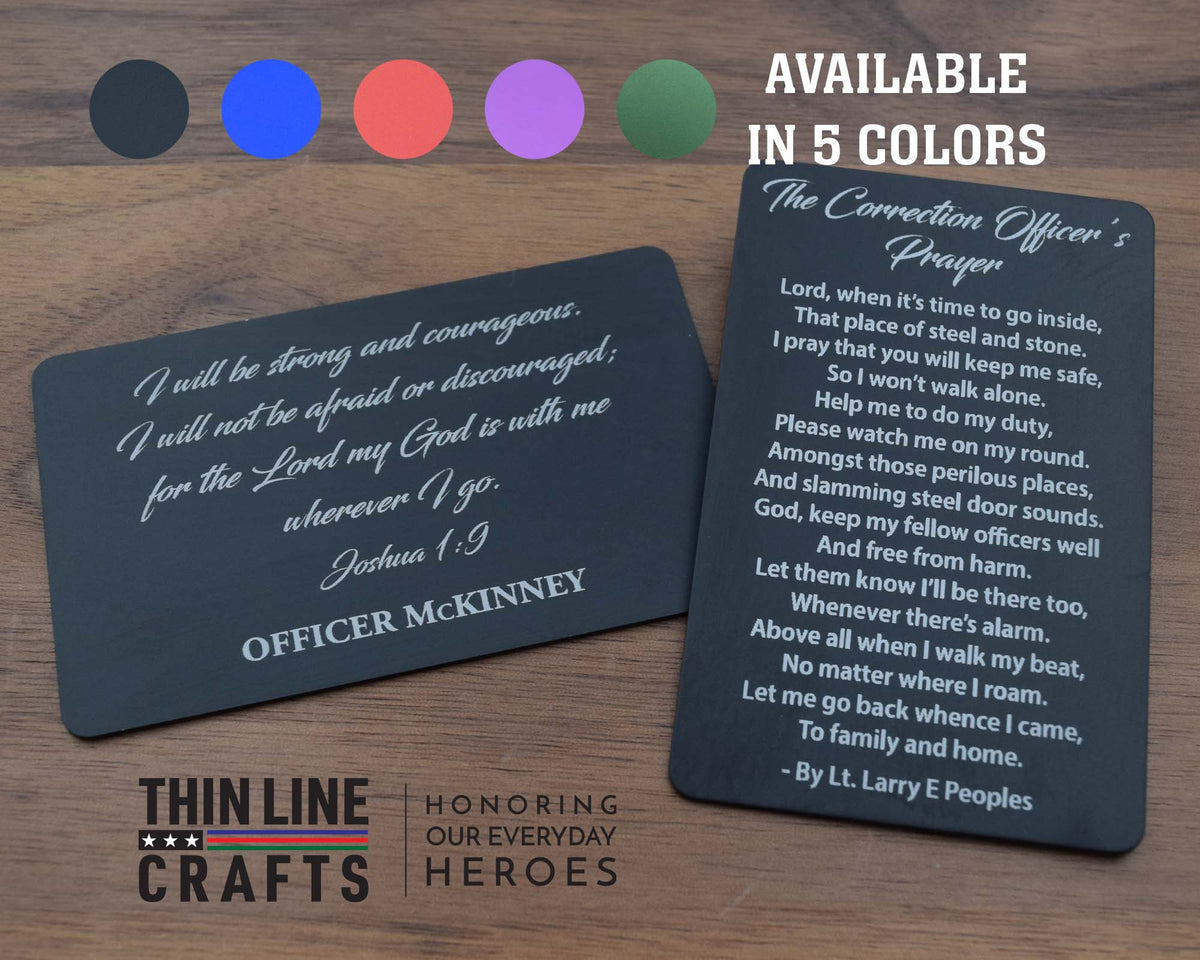 Correction Officer's Prayer Card, Laser Engraved Prayer, Police Supply ...