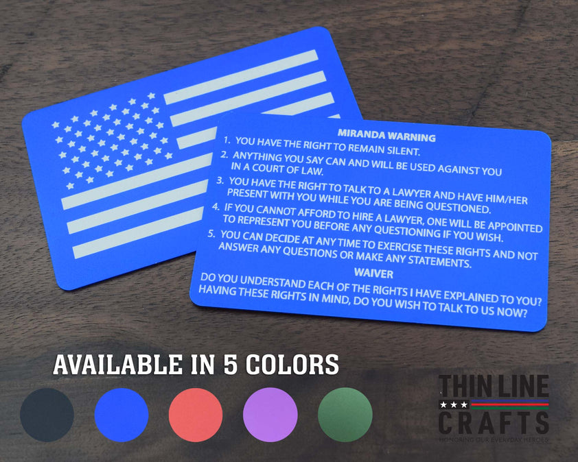 Engraved Metal Miranda Card, Custom Waiver Card, Police Card, Law ...