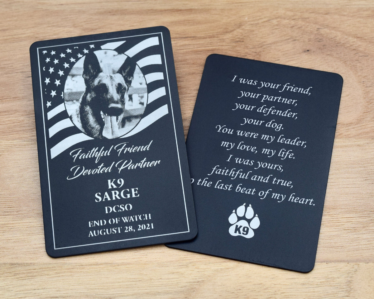 Police K9 Memorial Card, End of Watch, Laser Engraved Police K9, Law E ...